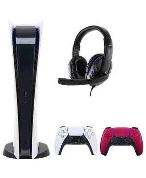 SONY Ps5 Digital Console With Extra Red Dualsense Controller And Universal Headset - Open White