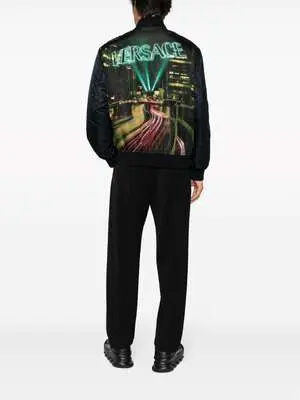 Versace Graphic-print Bomber Jacket - Blue