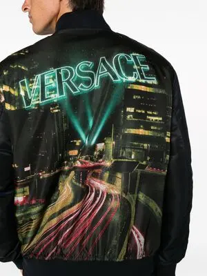 Versace Graphic-print Bomber Jacket - Blue