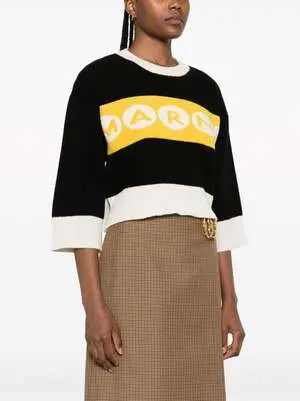 Marni Logo-intarsia Cropped Jumper