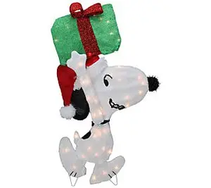 NORTHLIGHT 32' Lighted Peanuts Snoopy W/ Presen T Outdoor Deco - One-color