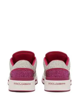 Dolce & Gabbana Crystal-embellished Leather Sneakers - White