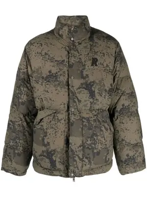 REPRESENT Logo-embroidered Camouflage Puffer Jacket
