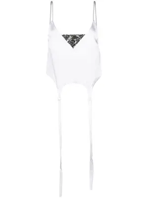 SSHEENA Deconstructed Satin Camisole Top - White