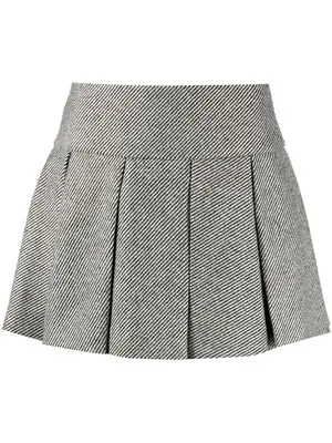 PATOU Pleated Virgin Wool Miniskirt - Black