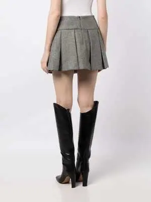 PATOU Pleated Virgin Wool Miniskirt - Black