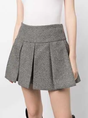 PATOU Pleated Virgin Wool Miniskirt - Black