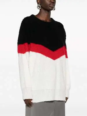 Stella McCartney Chevron-striped Chunky-knit Jumper - White