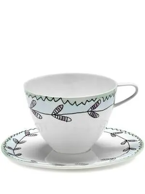 SERAX X Marni Midnight Flowers Cappuccino Cup And Saucer - White
