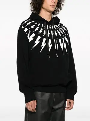 Neil Barrett Thunderbolt Cotton Hoodie - Black