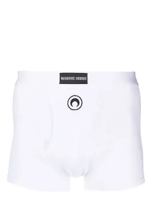 MARINE SERRE Logo-embroidered Fine-ribbed Boxers - White