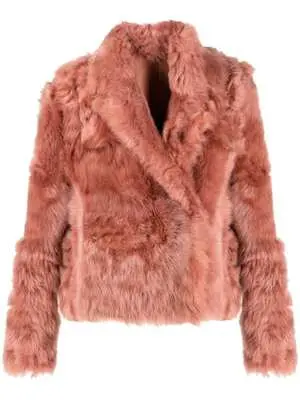 YVES SALOMON Cropped Shearling Jacket - Pink