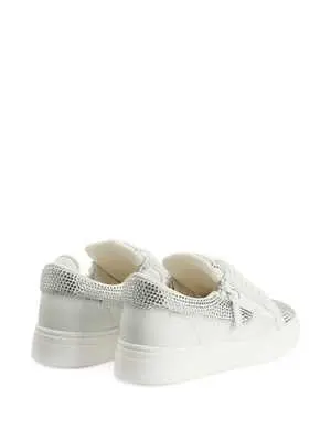 GIUSEPPE ZANOTTI Rhinestone-embellished Leather Sneakers - White