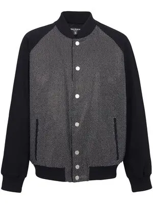 Balmain Rhinestone-embellished Bomber Jacket - Black