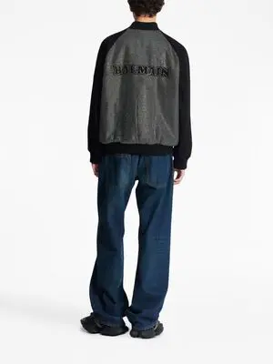 Balmain Rhinestone-embellished Bomber Jacket - Black