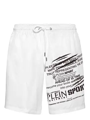 PLEIN SPORT Logo-print Swim Shorts - White