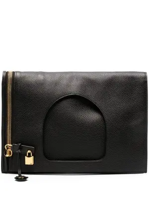 TOM FORD Grained-leather Tote - Black