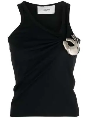 Coperni Metal-embellished Cotton Tank Top - Black