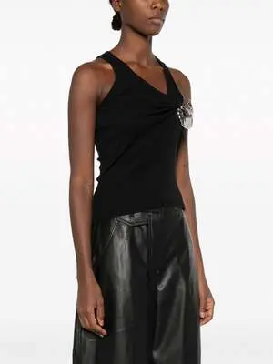 Coperni Metal-embellished Cotton Tank Top - Black