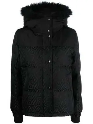 YVES SALOMON Monogram-pattern Hooded Down Jacket