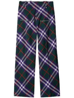 Burberry Plaid Wool Trousers - Green