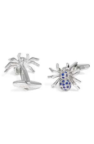 CLIFTON WILSON Spider Cuff Links - Silver/blue