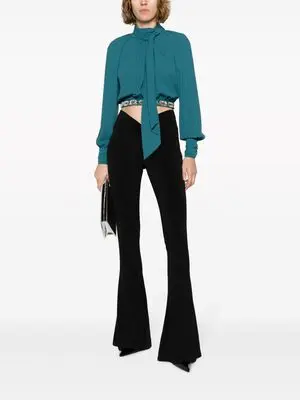 Elisabetta Franchi Gathered Tie-neck Rhinestone-embellished Blouse