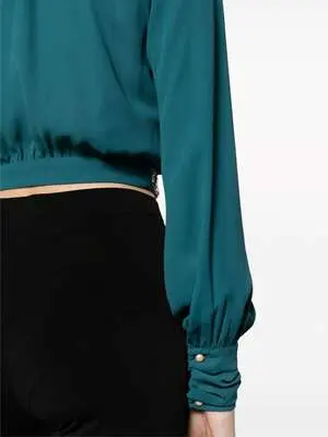 Elisabetta Franchi Gathered Tie-neck Rhinestone-embellished Blouse