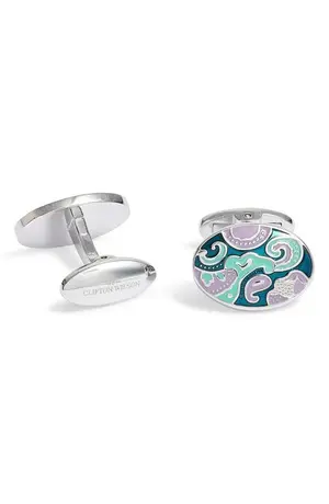 CLIFTON WILSON Oval Paisley Cuff Links