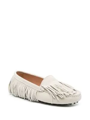 SCAROSSO Fringed Suede Loafers - Neutrals