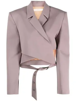 SSHEENA Wrap-design Cropped Blazer - Purple