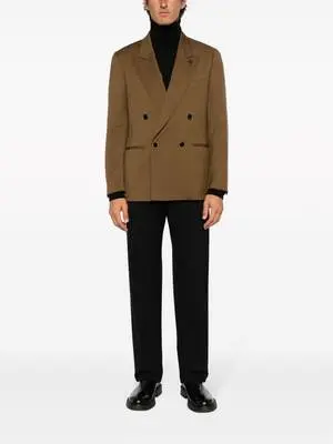 LARDINI Double-breasted Wool Blazer - Brown