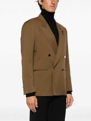 LARDINI Double-breasted Wool Blazer - Brown