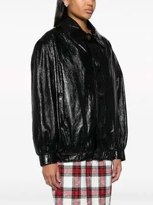 Alessandra Rich Patent-goatskin Bomber Jacket