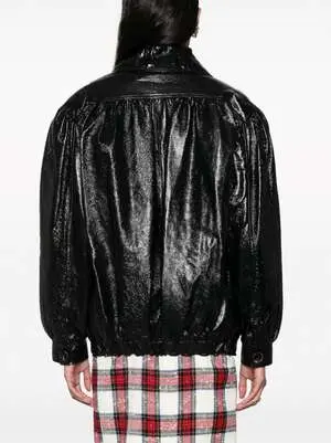Alessandra Rich Patent-goatskin Bomber Jacket