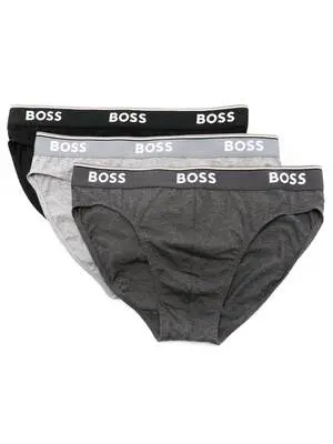BOSS Stripe-trim Briefs (pack Of 3) Grey