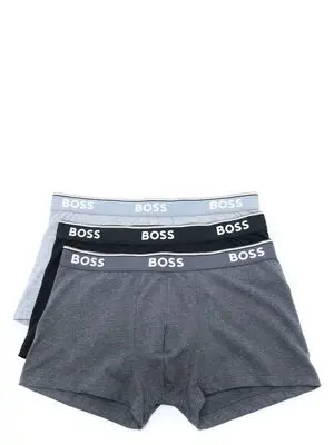 BOSS Stripe-trim Logo-waistband Boxers - Grey