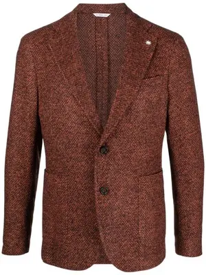 MANUEL RITZ Enamel-detail Single-breasted Blazer - Orange