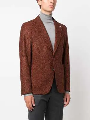 MANUEL RITZ Enamel-detail Single-breasted Blazer - Orange
