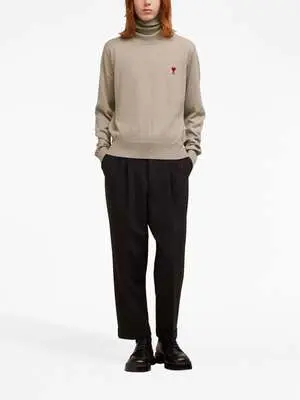 AMI Paris Logo-embroidered Roll-neck Jumper