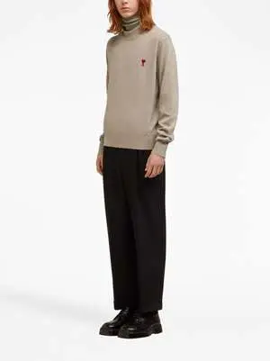 AMI Paris Logo-embroidered Roll-neck Jumper