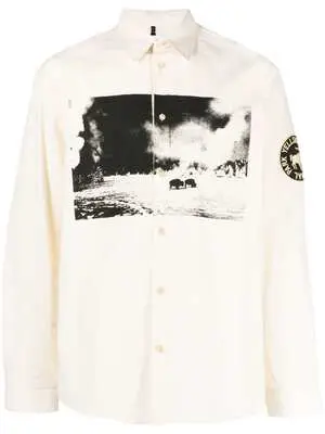 OAMC Graphic-print Long-sleeve Cotton Shirt - White