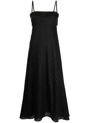 Faithfull The Brand Square-neck Linen Midi Dress - Black