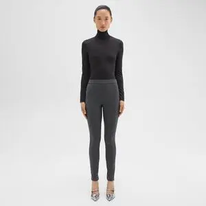 Theory High-waist Legging In Stretch Flannel - Charcoal Melange