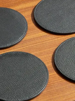 Smythson Set Of Six Panama Cross-grain Leather Coasters