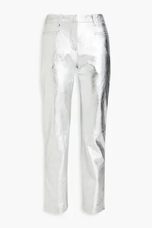 MUUBAA Crinkled Metallic Leather Trousers