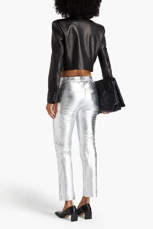 MUUBAA Crinkled Metallic Leather Trousers
