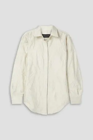 Brandon Maxwell Allie Crinkled Satin-twill Shirt