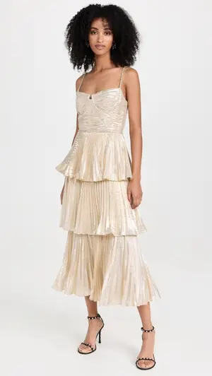 gaia metallic midi dress ASTR Gaia Midi Dress
