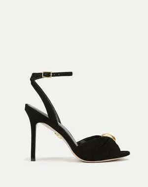 Veronica Beard Genevieve Peep-toe Suede Sandal - Black